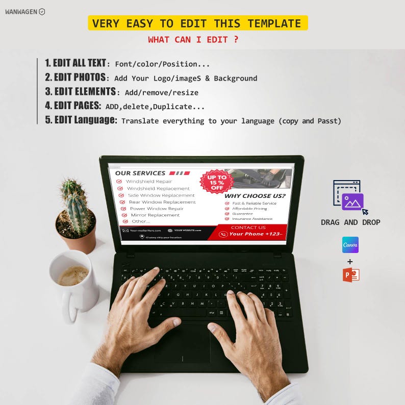 Auto Glass Service Flyer Template - Editable Glass Repair Flyer ...