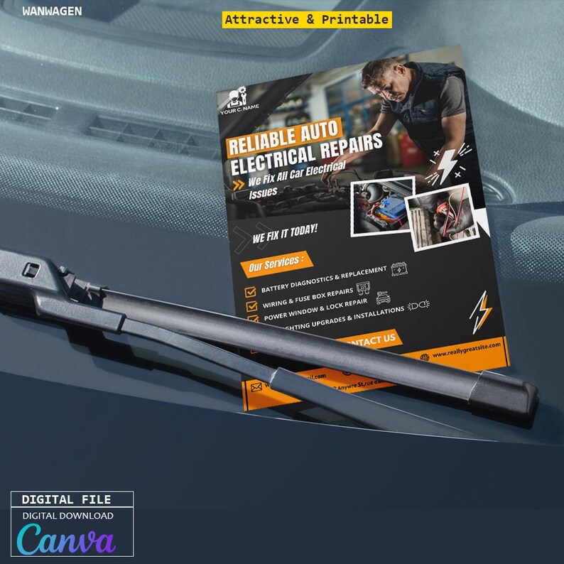Auto Electrical Repair Flyer – Professional Template for Car Repair ...