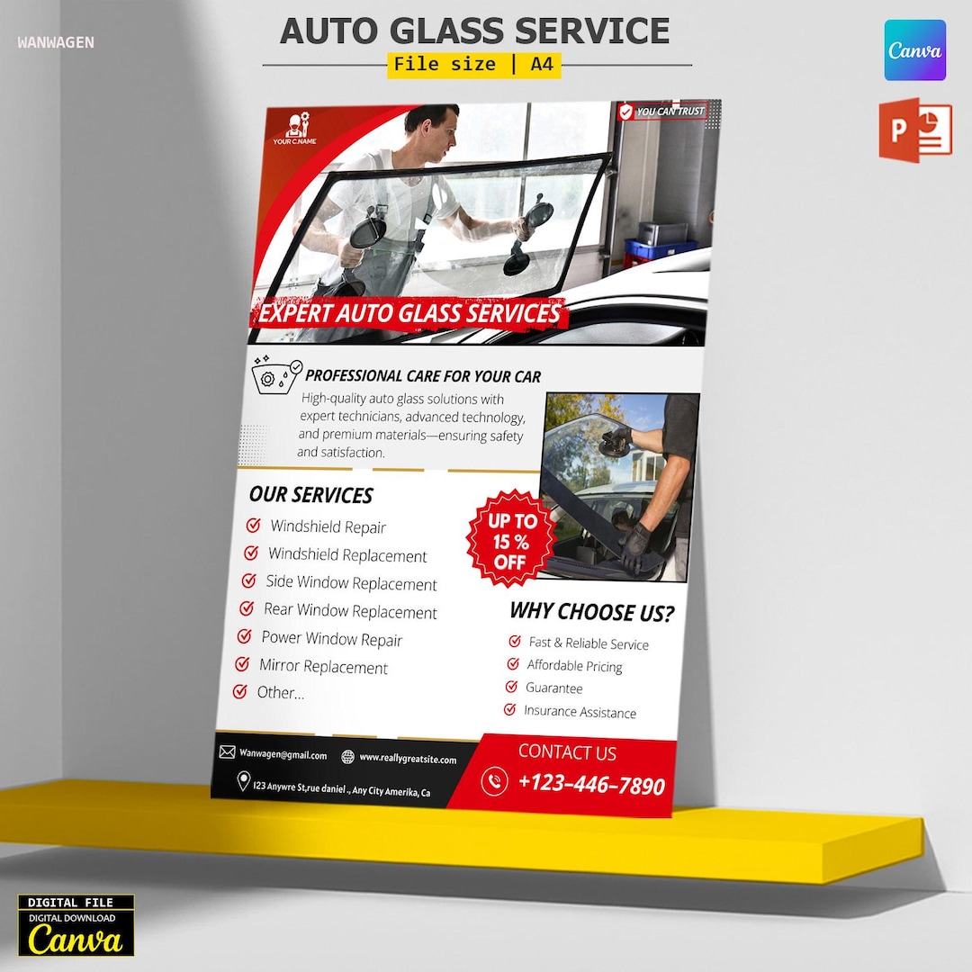 Auto Glass Service Flyer Template - Pro. Glass Repair Flyer ...