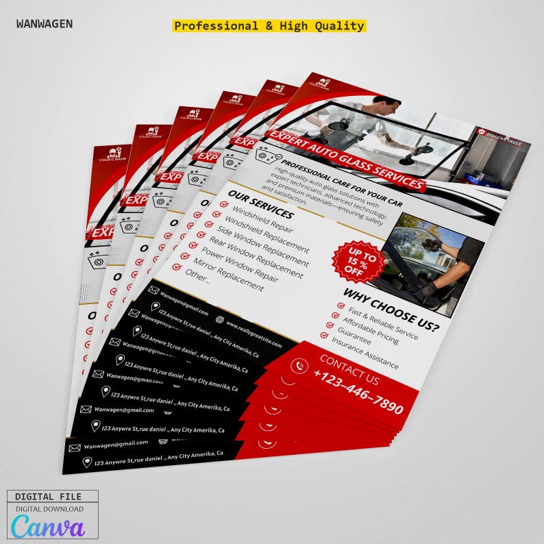 Auto Glass Service Flyer Template - Pro. Glass Repair Flyer ...