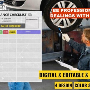 Car Maintenance Checklist | Editable Vehicle Maintenance Log | A4 ...
