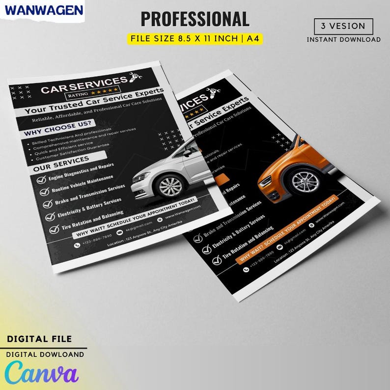 Auto Repair Service Flyer Template | Car Repair Service Flyer Canva ...