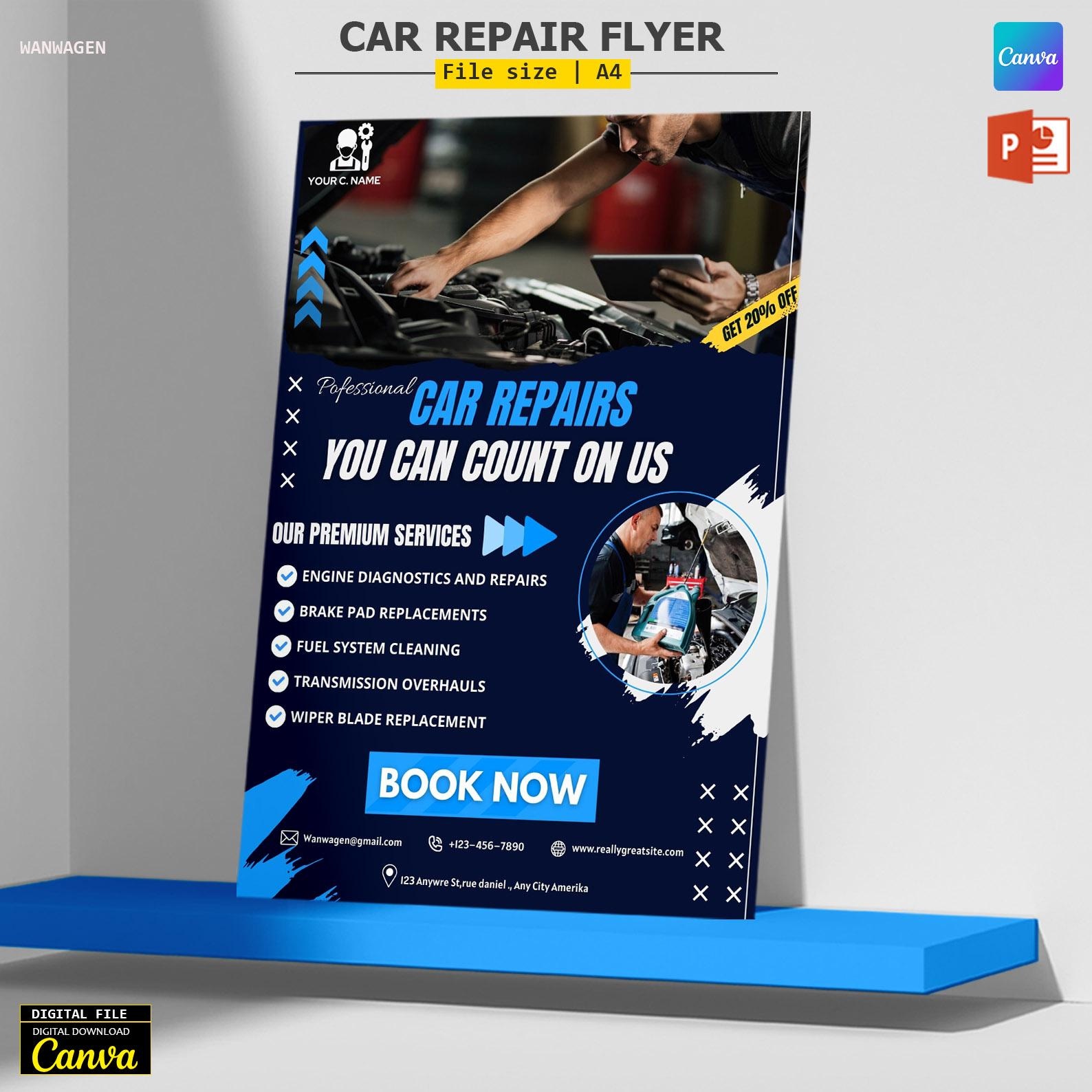 Car Repair Flyer – Editable Auto Mechanic Flyer , Car Service Flyer ...