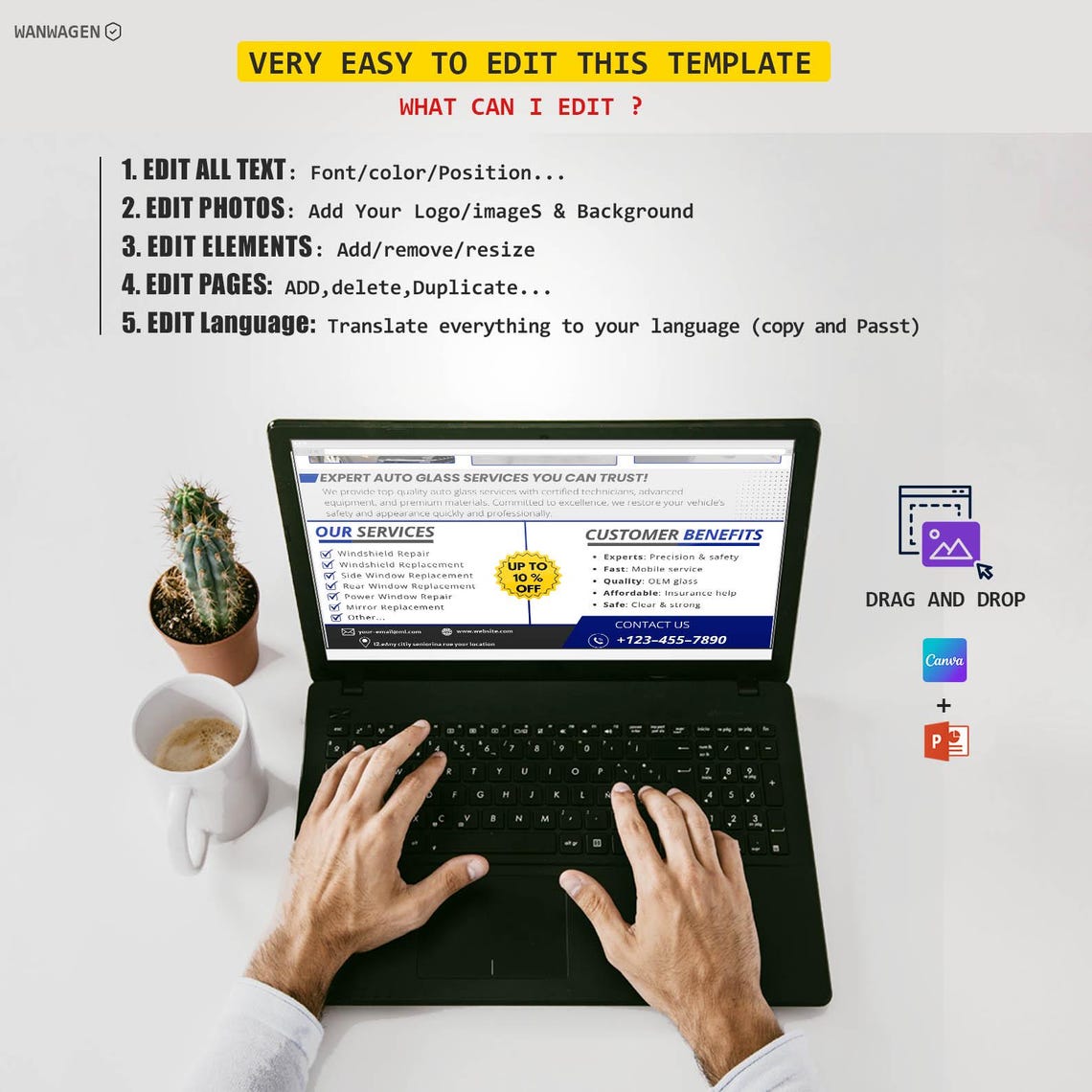 Auto Glass Service Flyer Template – Editable Windshield Repair Canva ...
