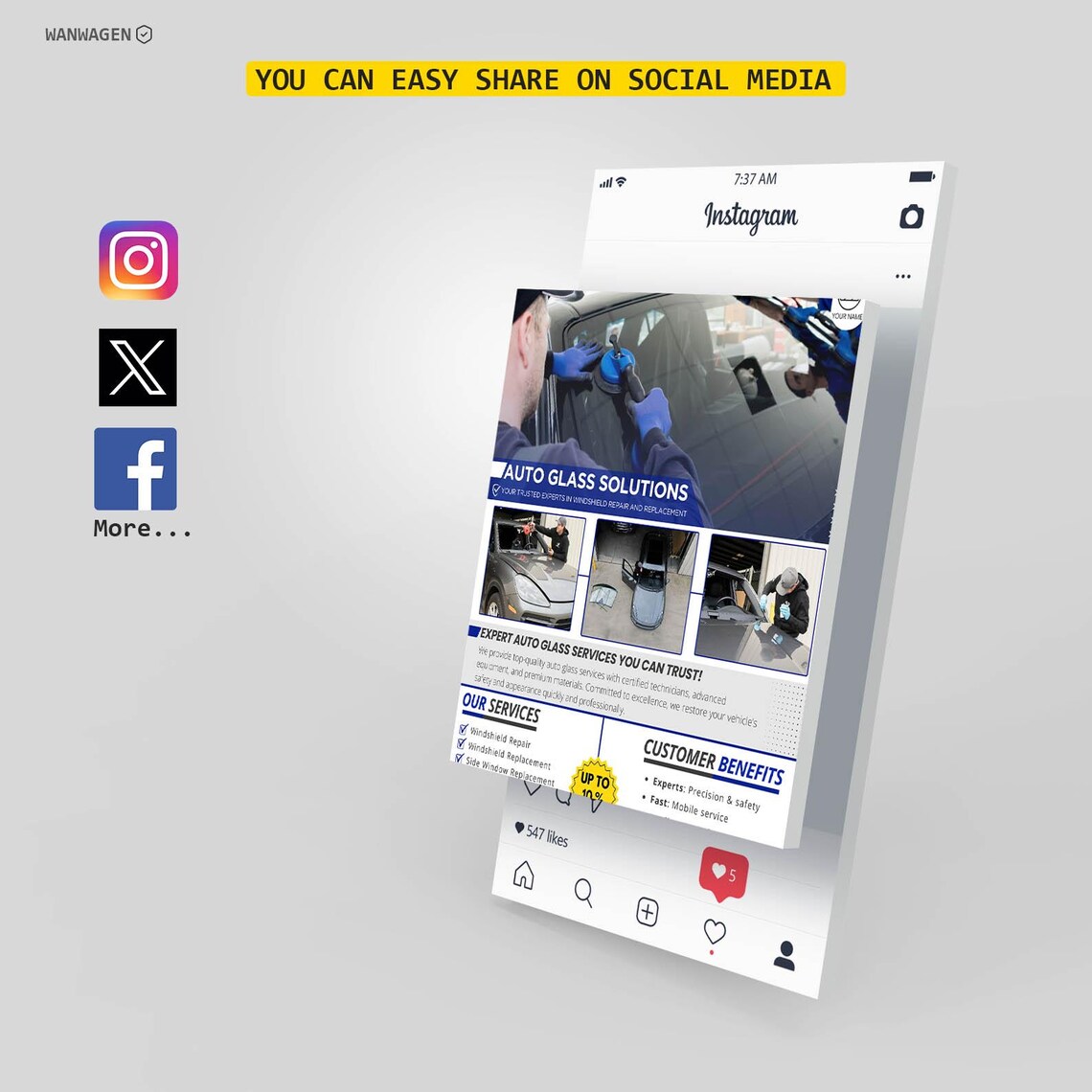 Auto Glass Service Flyer Template – Editable Windshield Repair Canva ...