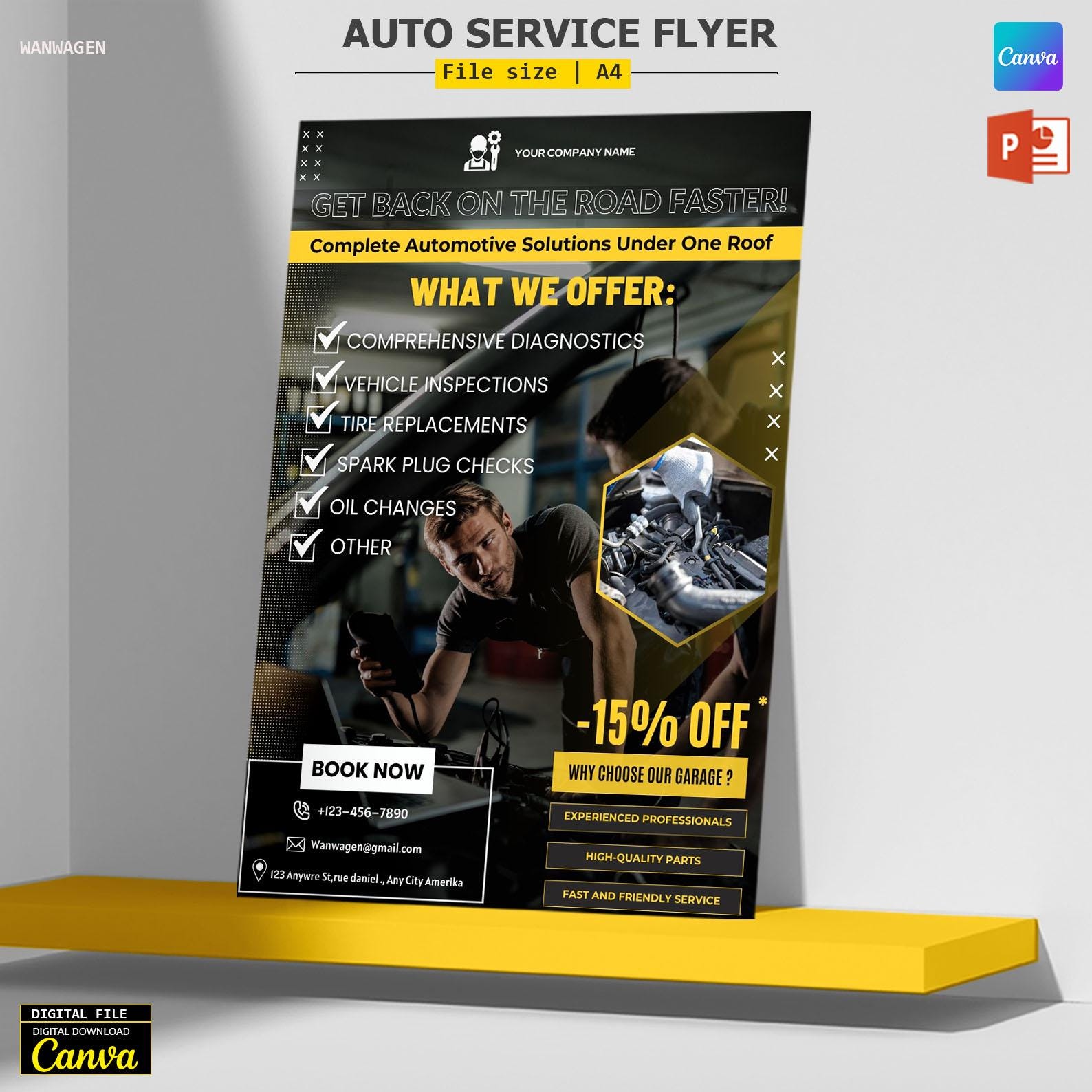 Auto Services Flyer – Printable Auto Repair Shop Flyer, Auto Mechanic ...