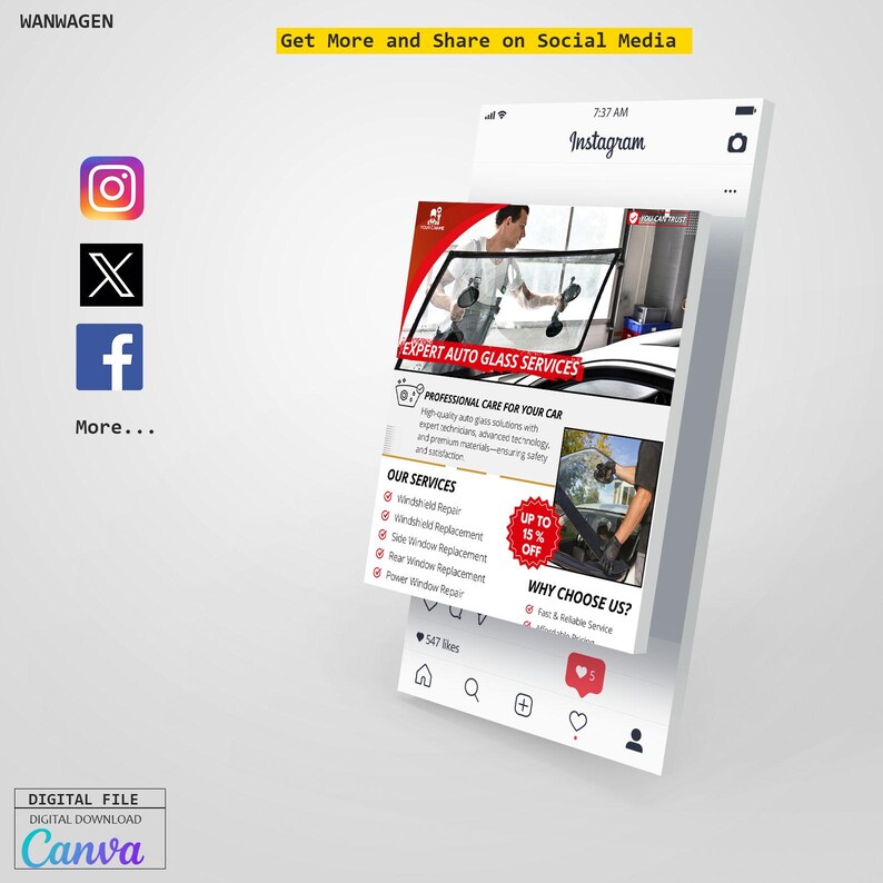 Auto Glass Service Flyer Template - Pro. Glass Repair Flyer ...