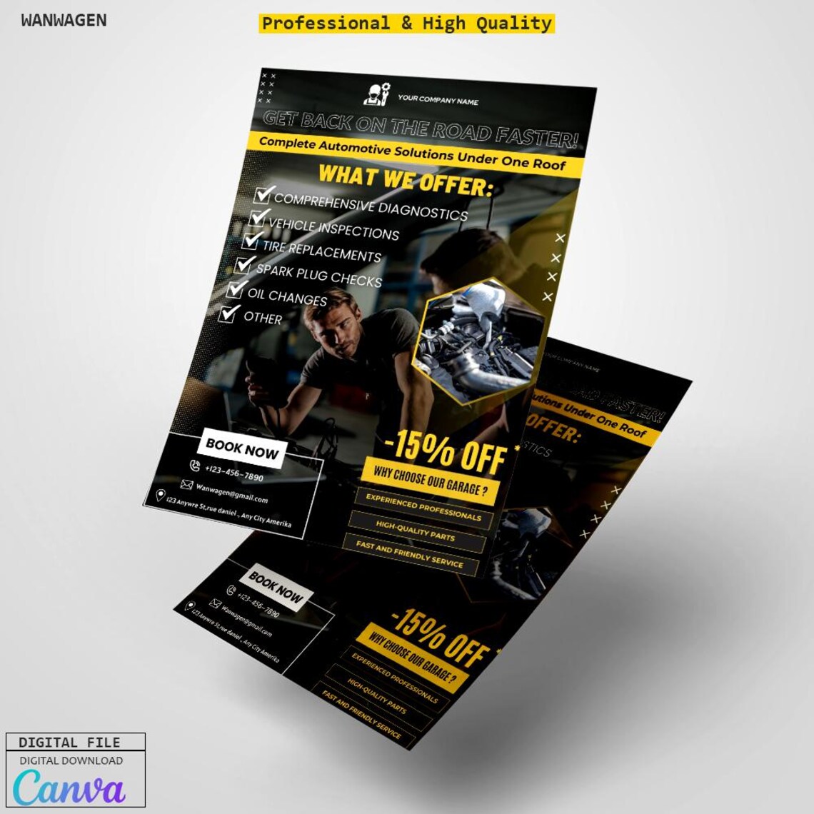 Auto Services Flyer – Printable Auto Repair Shop Flyer, Auto Mechanic ...