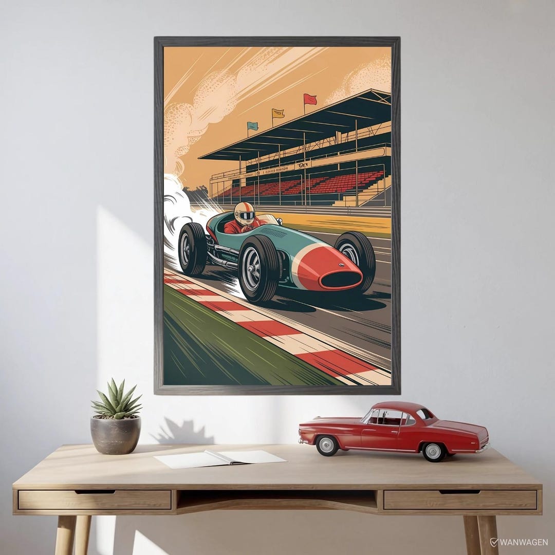 Vintage Racing Car Poster – Retro Historic Race Wall Art for Garage ...