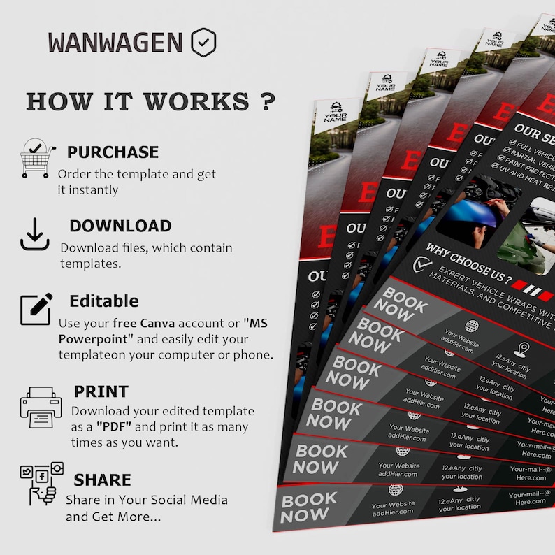 Car Wrap Flyer - Editable Vehicle Wrapping Flyer Canva Template, Car ...