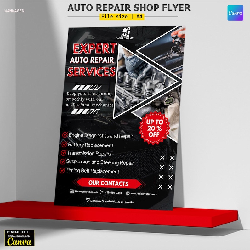 Auto Repair Shop Flyer - Template for Car Workshop | A4 Printable ...