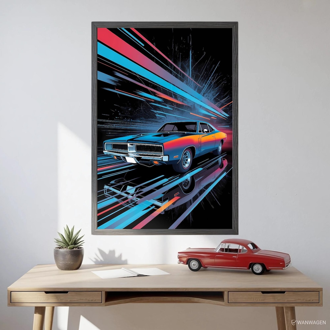 Abstract Classic Car Poster – Modern Auto Wall Art for Home, Office, or ...
