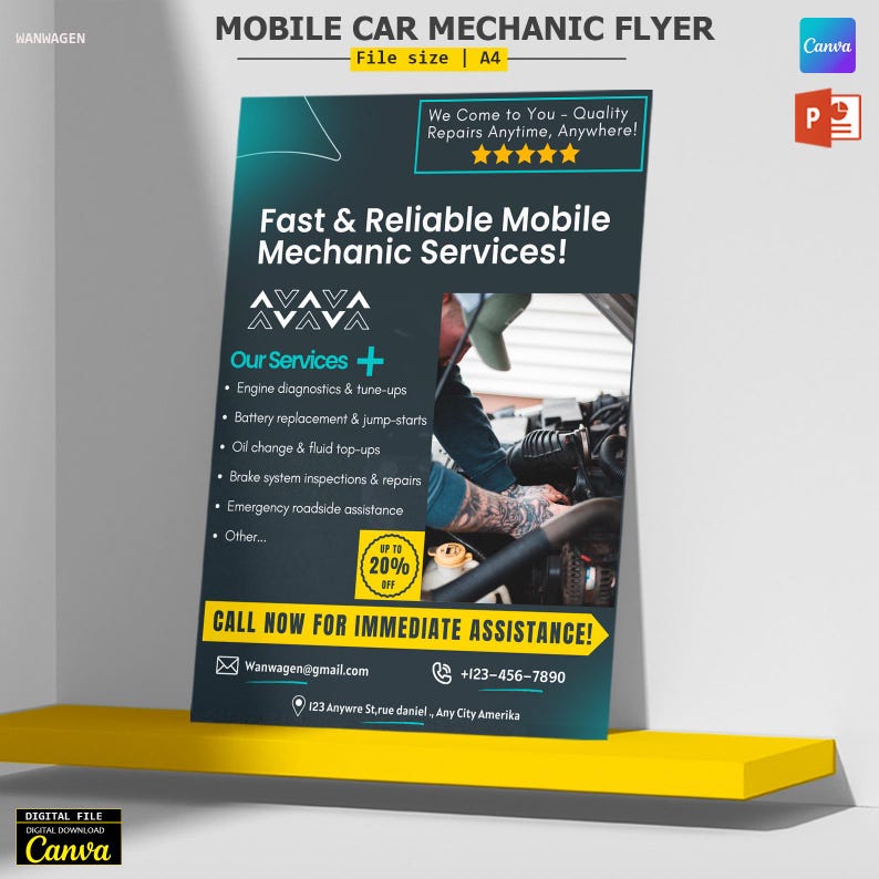 Mobile Car Mechanic Flyer – Printable Mobile Mechanic Template ...