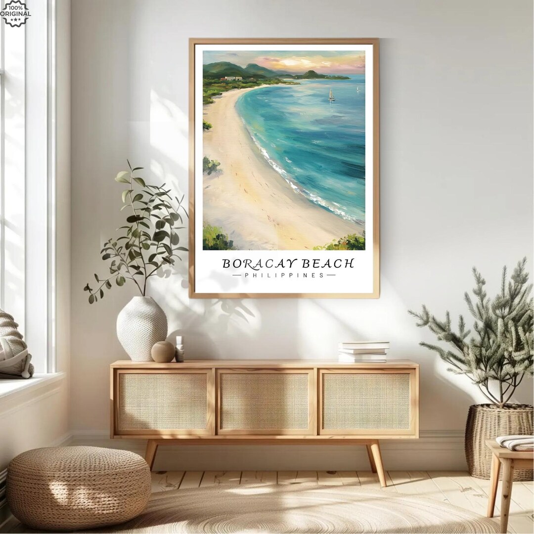 Boracay Beach Philippines Wall Art, White Sand Poster, Hand-painted ...