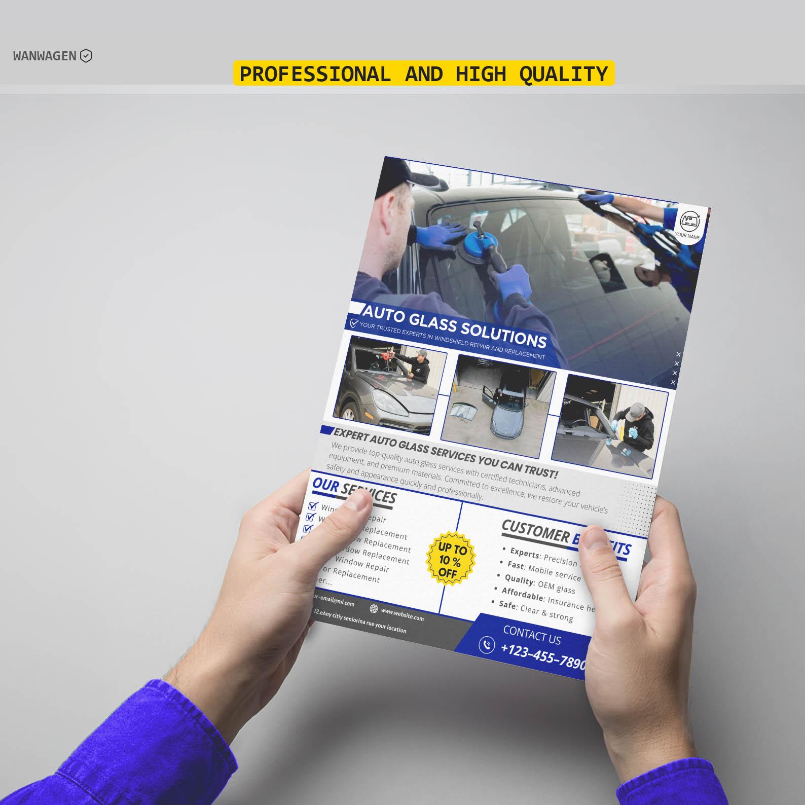 Auto Glass Service Flyer Template – Editable Windshield Repair Canva ...
