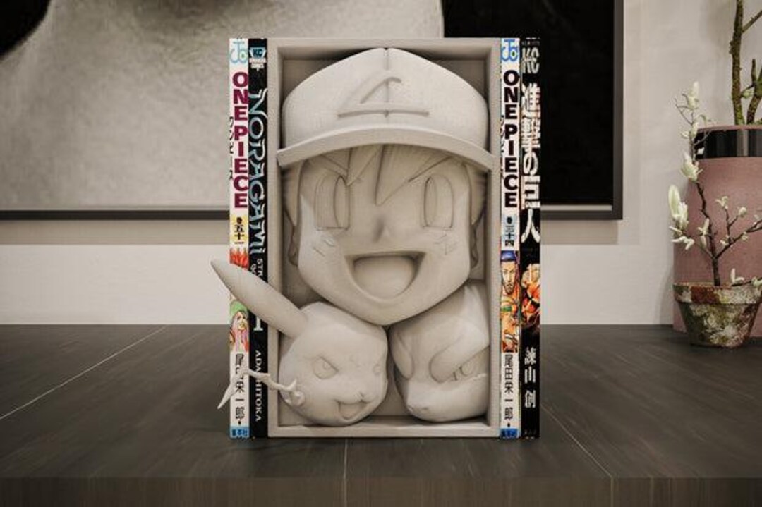 Anime 3D Printed Bookend, Manga-inspired Bookshelf Decor, Geek Room ...