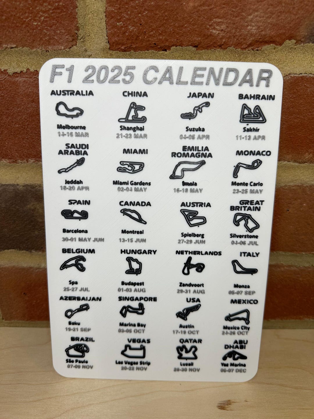 F1 Date Calendar 2025 2025 Race Calendar Racing Gift Racing Enthusiasts ...