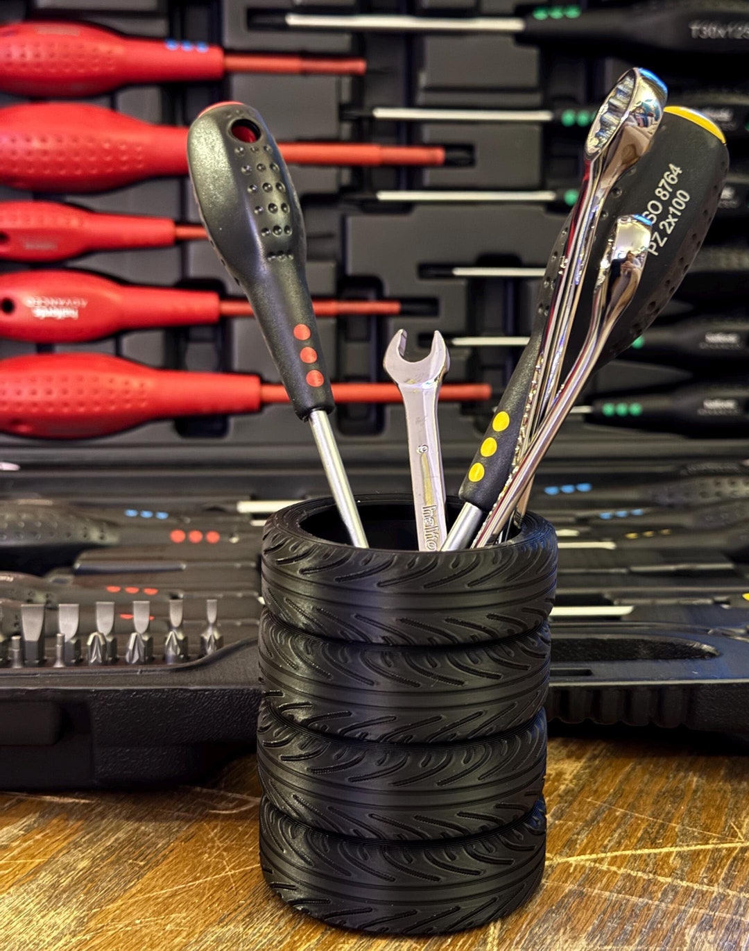 Tyre Stack Pen Holder Unique Desk Organiser, Tool Holder, Pen Pot for ...