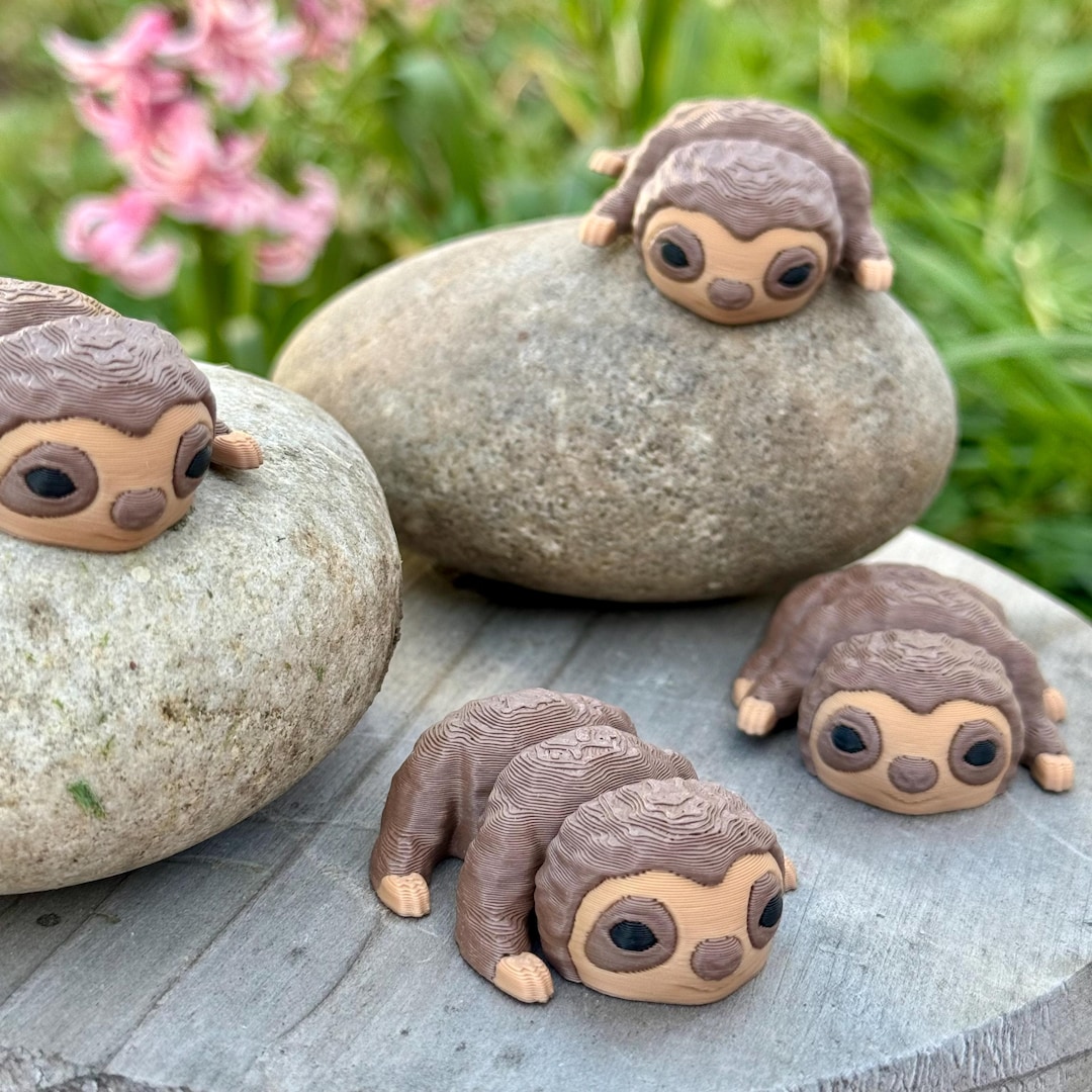Kawaii Sloth Mini Figure: Articulated Collectible - Etsy