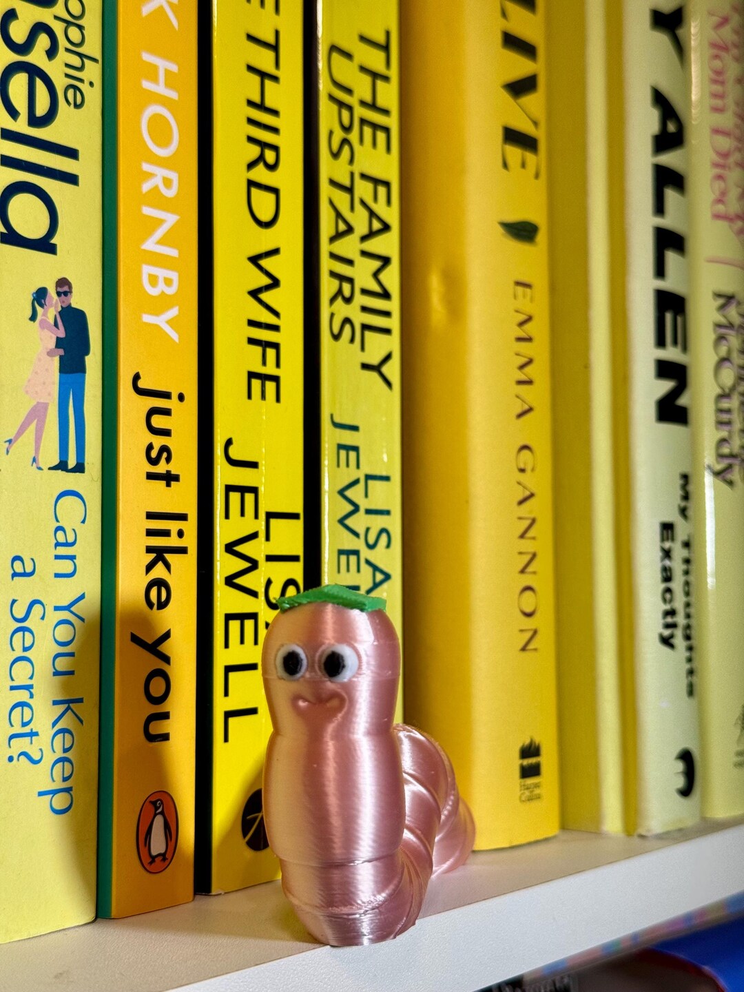 Cute Bookworm Figurine With Pink Worm & Customizable Book Hat – Perfect ...