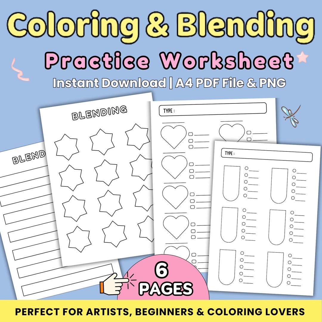 Coloring Swatch Worksheet Set: Blending Practice, A4 PDF & PNG - Etsy