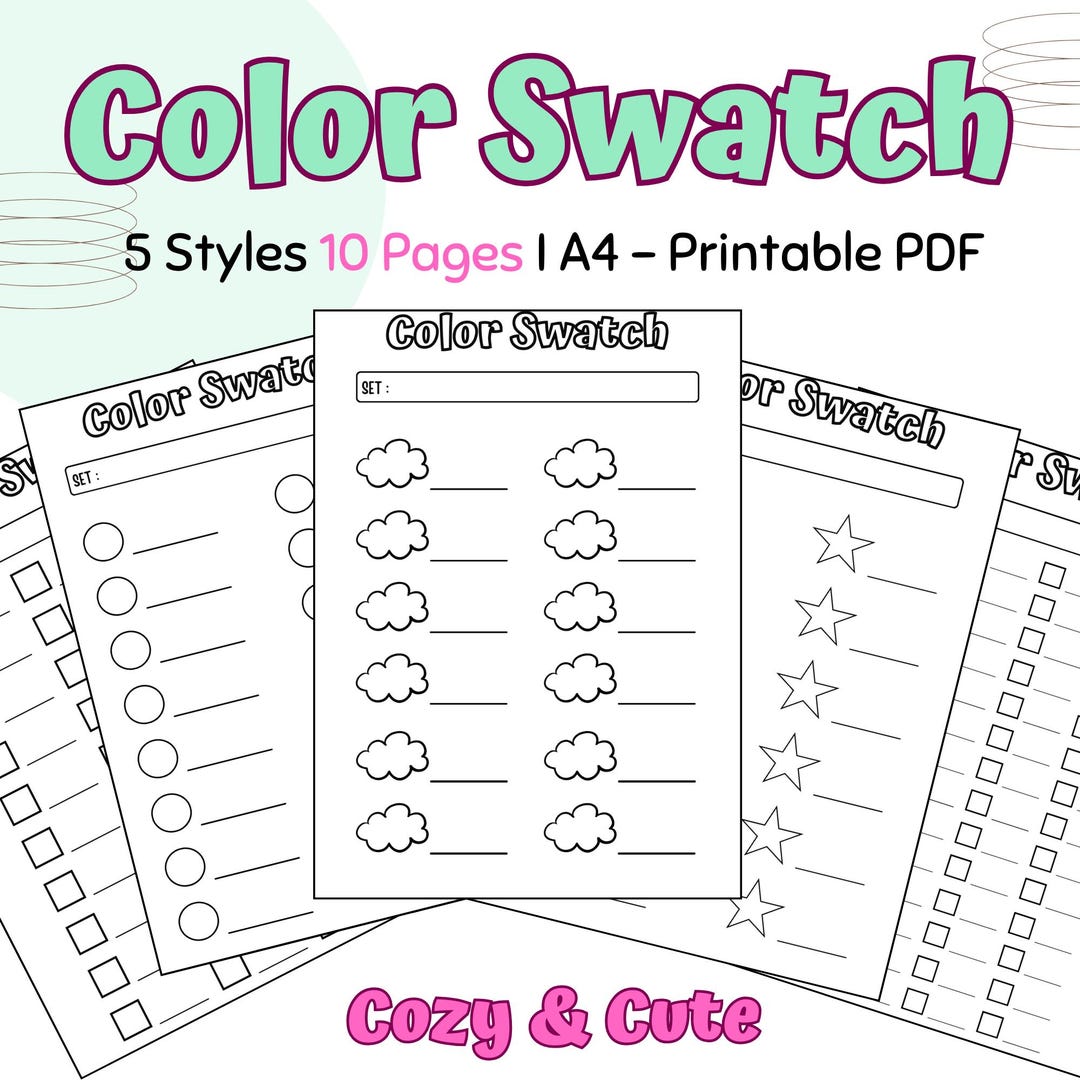 Color Swatch, Cozy Swatch Chart Printable, Color Swatch Template Page ...