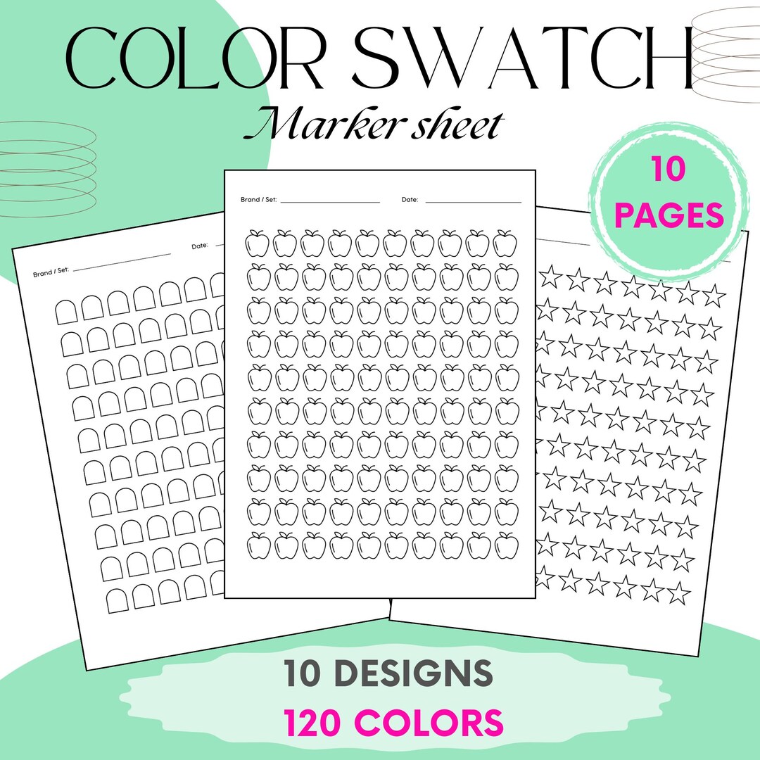 Color Swatch Chart: Marker Test Sheets (printable PDF) - Etsy