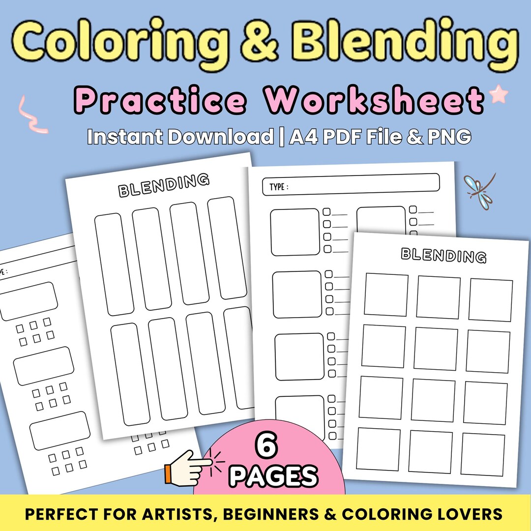Coloring Swatch Worksheet Set: Blending Practice, Creative Warm-ups ...