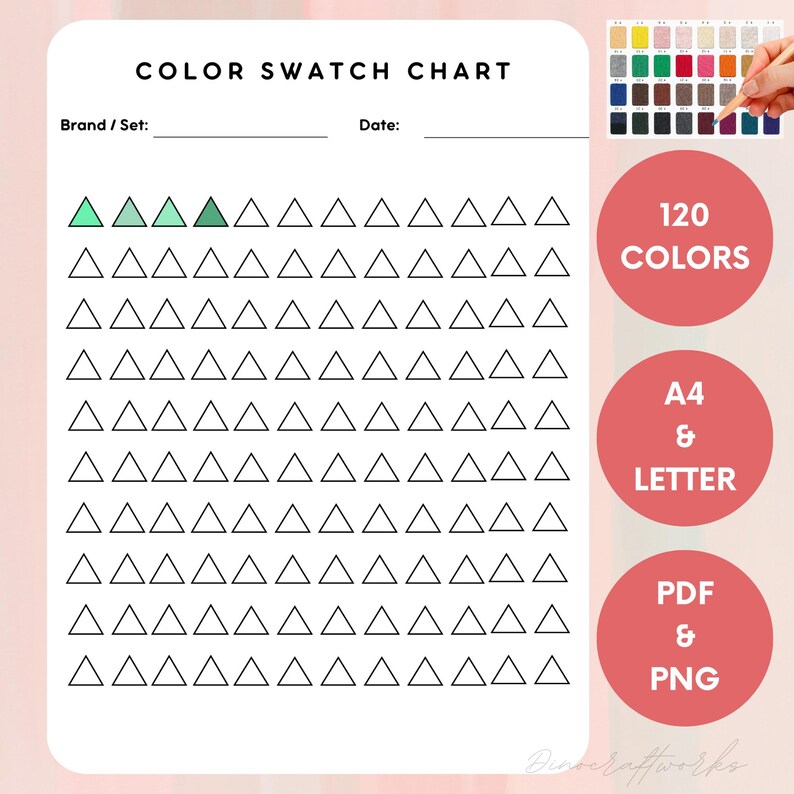 Printable Color Swatch Card Template: DIY Marker Swatch (PDF) - Etsy