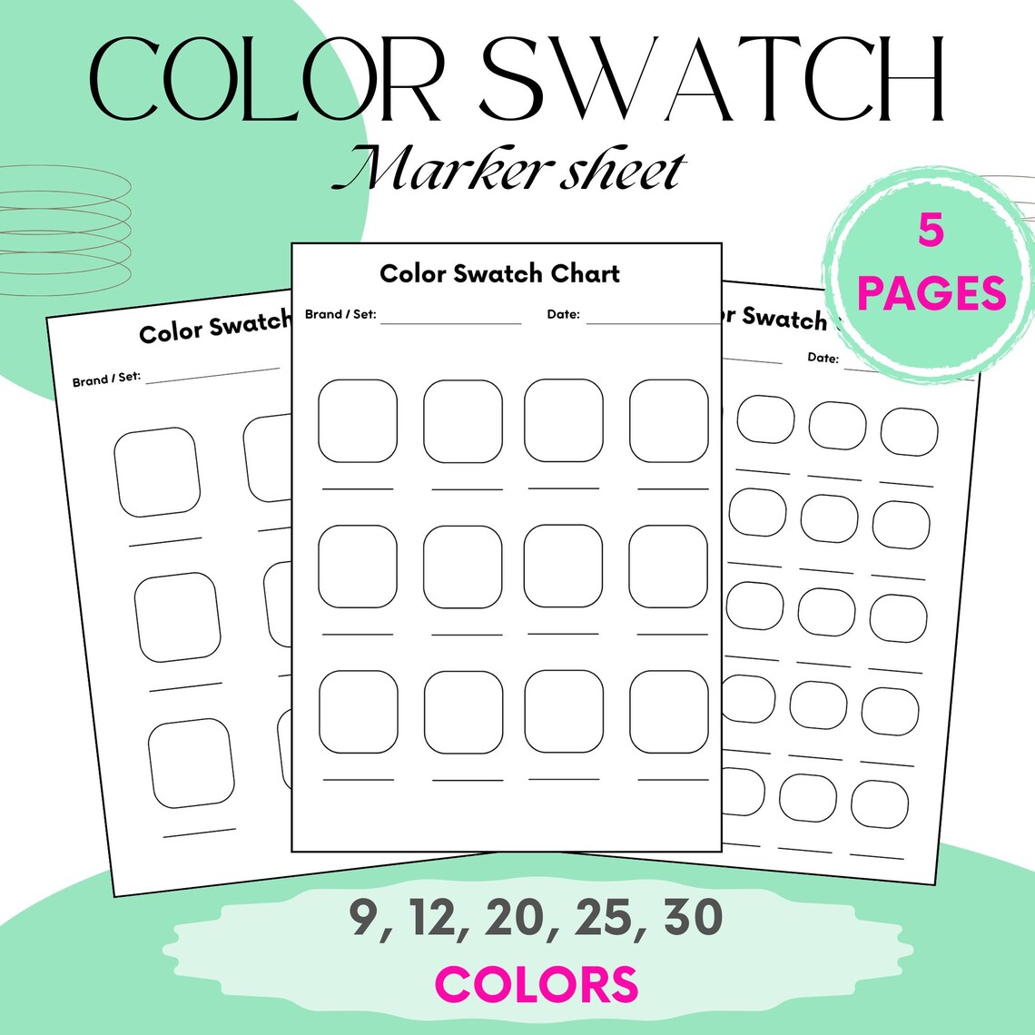Color Swatch Chart, Cute Color Swatch Chart Printable, Color Swatches ...