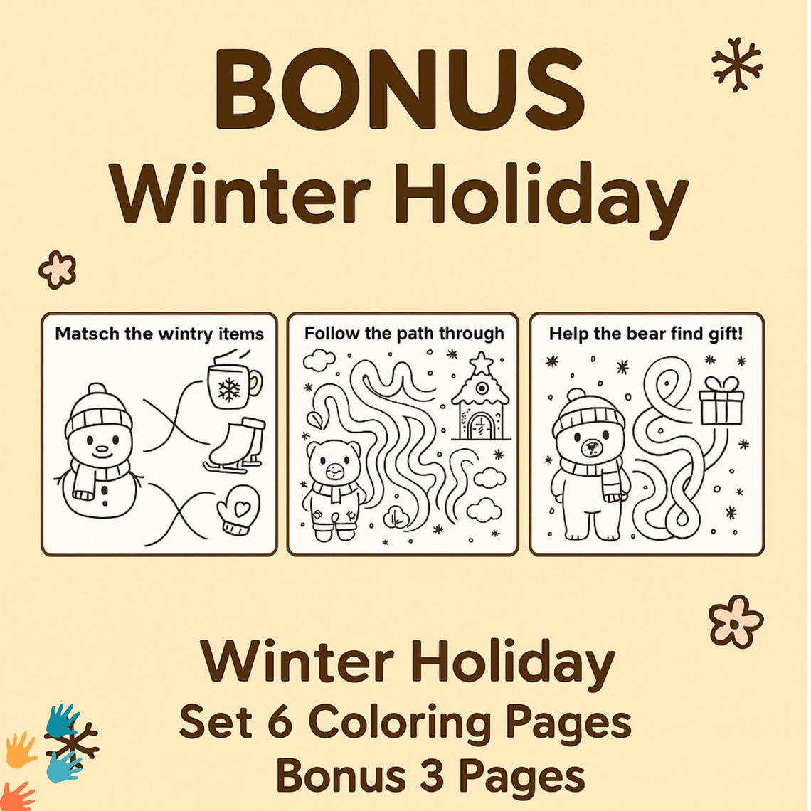 Winter Coloring Pages for Kids: Holiday Activity Bundle (digital ...