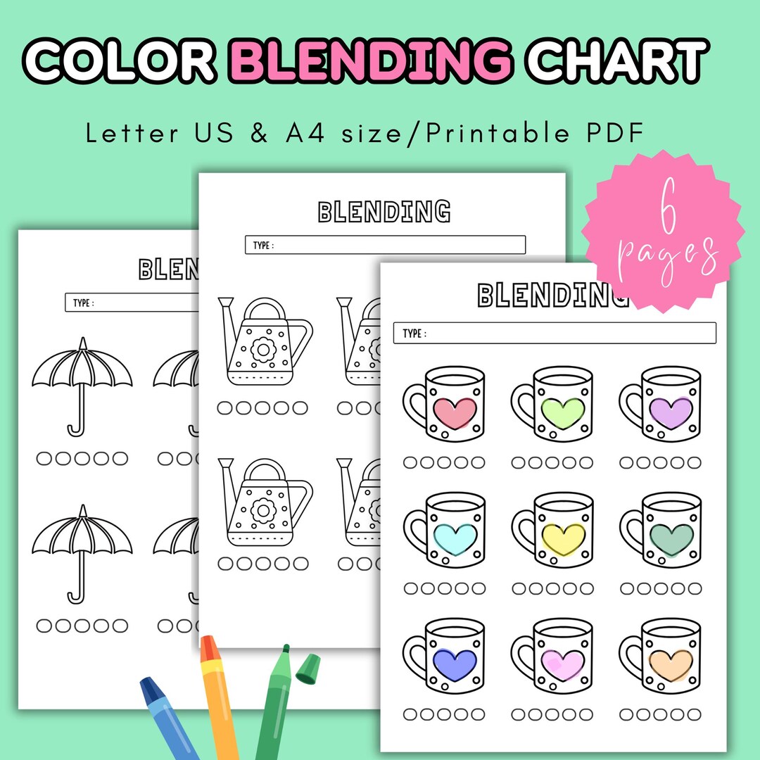 Kawaii Color Blending Chart: Marker Swatch Template (printable PDF) - Etsy