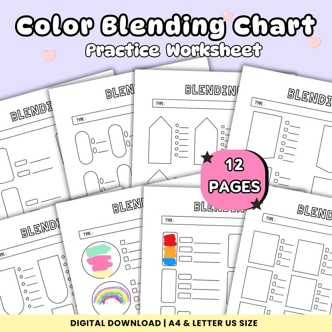 Kawaii Color Blending Chart: Marker Swatch Template (printable PDF) - Etsy