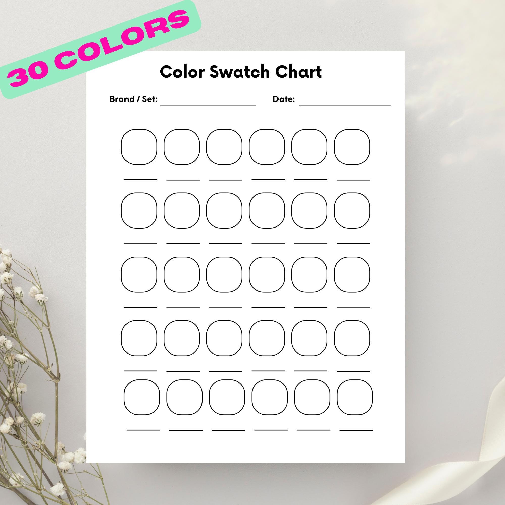Color Swatch Chart , Cute Color Swatch Chart Printable, Color Swatches ...