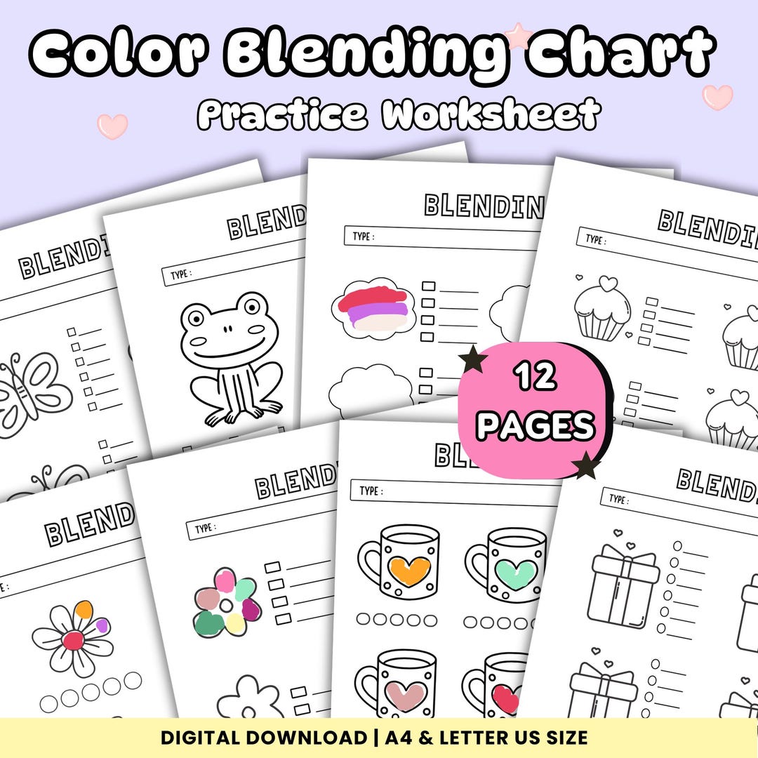 Kawaii Color Blending Chart: Marker Swatch Template (printable PDF) - Etsy