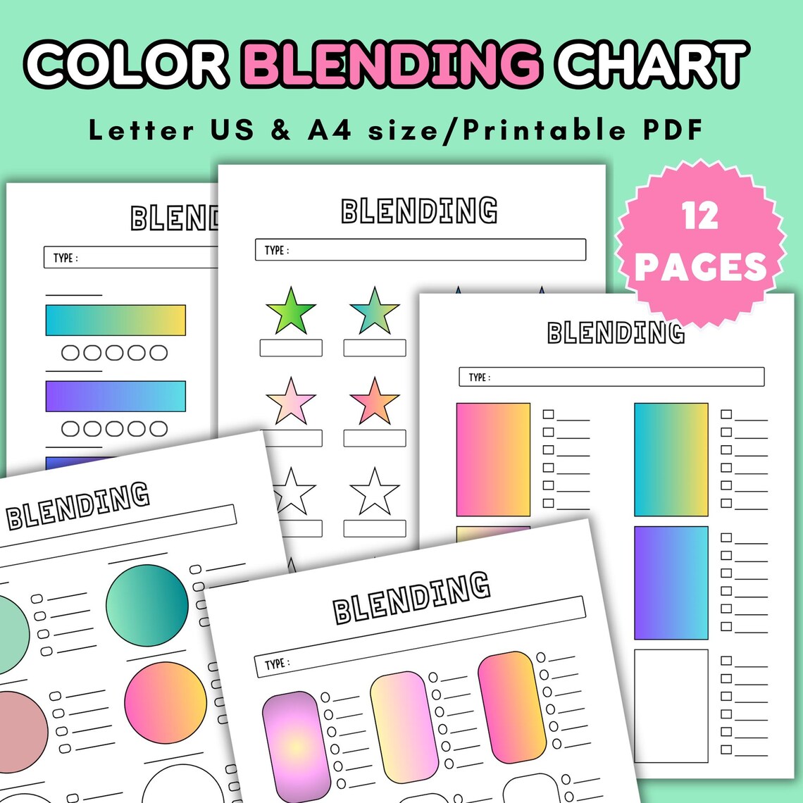 Kawaii Color Blends, Blank Swatch, Marker Color Swatch, Swatch Template ...