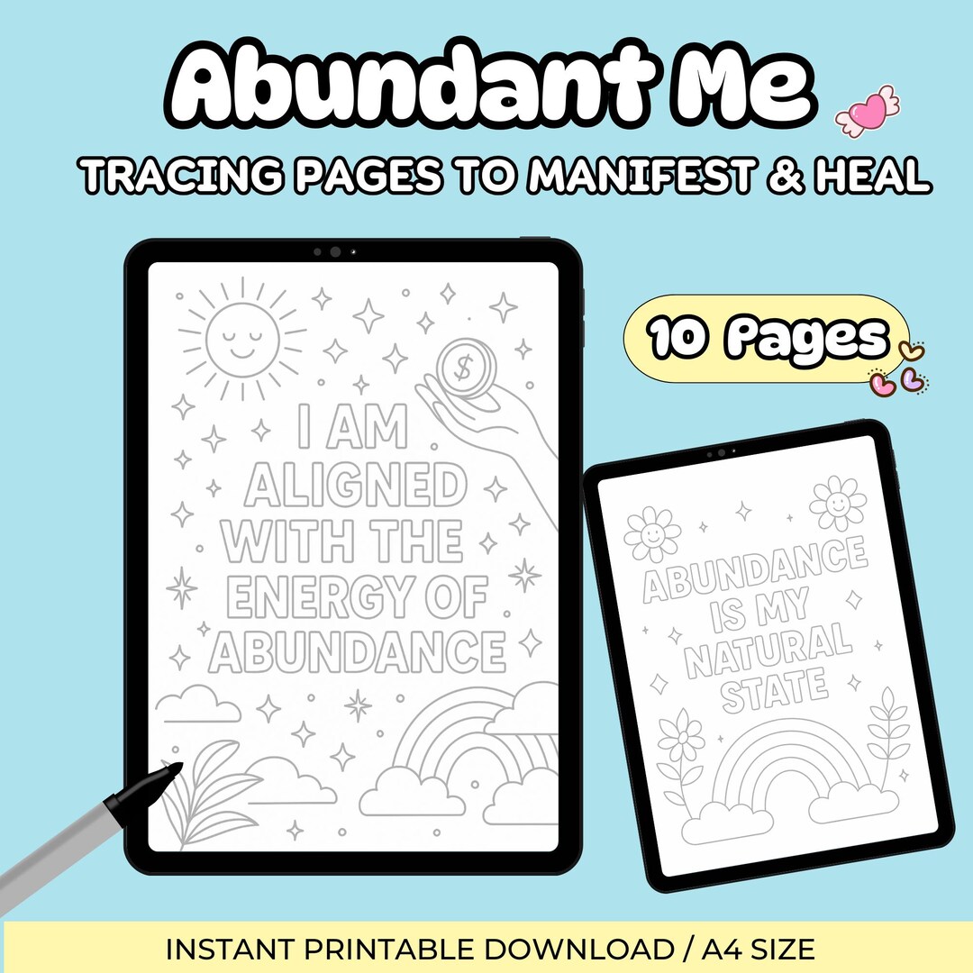 Tracing Coloring Affirmation Page, Positive Affirmation Pages, Trace ...