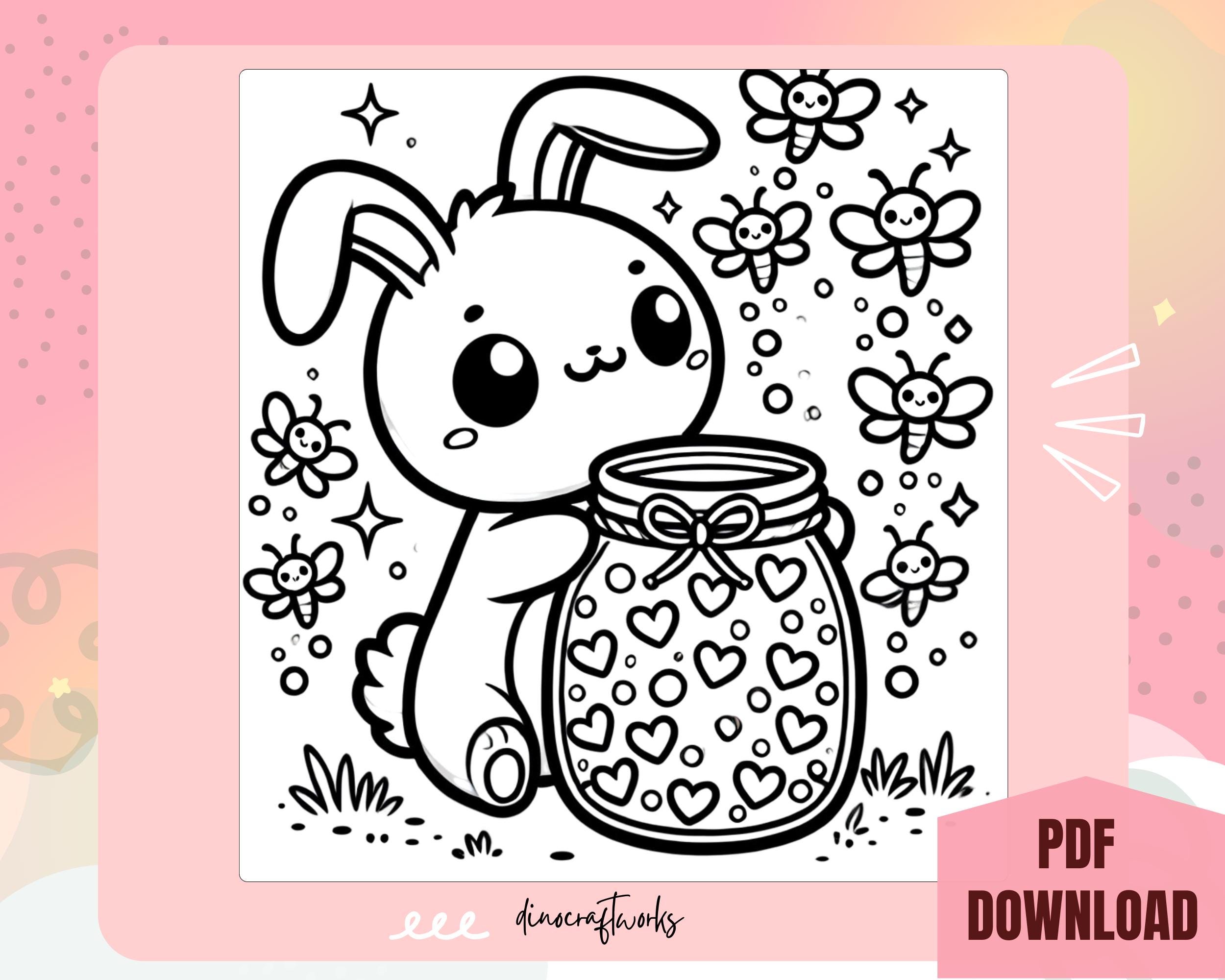 Sugar Bunny Kawaii Coloring Pages: Cozy Printable Book (PDF & PNG) - Etsy