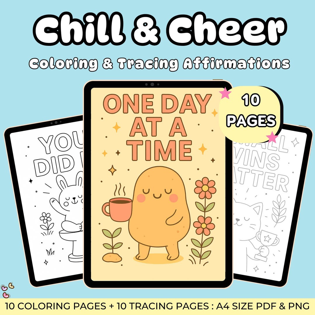 Cozy Affirmation Coloring & Tracing Pages: Self-love Quotes (PDF ...