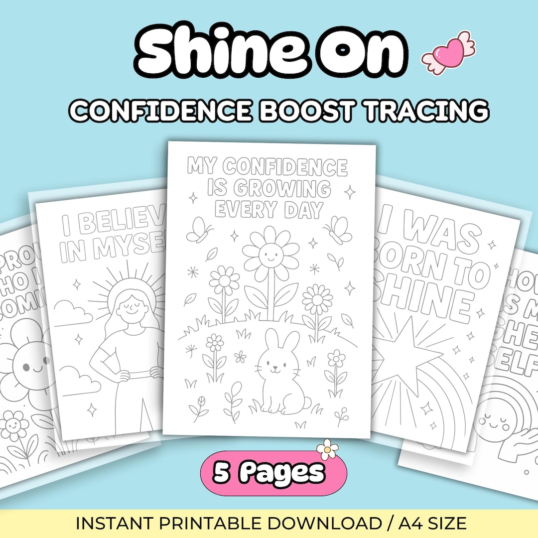 Confidence Affirmation Coloring Pages: Kawaii Doodles (digital Download ...