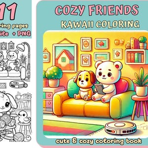 Cozy Friends, Kawaii Coloring, Coloring Kawaii, Kawaii Cozy Coloring ...