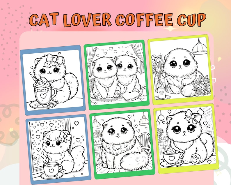 Kawaii Coloring Book: 9 Cozy Cat Pages (PDF/PNG) - Etsy