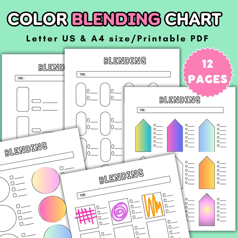 Kawaii Color Blending Chart: Marker Swatch Template (printable PDF) - Etsy