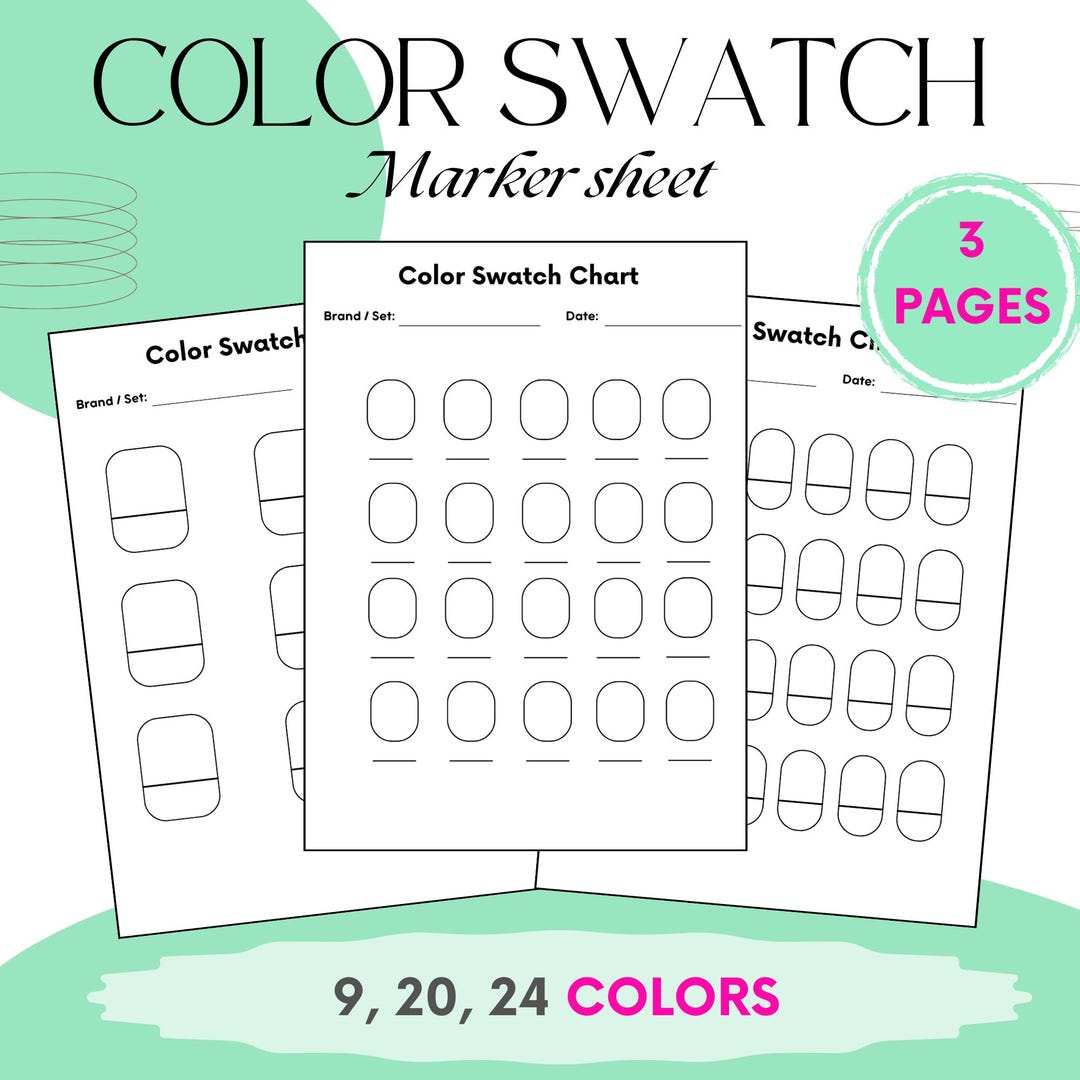 Marker Color Swatch Chart, Printable Color Test Sheet (PDF) - Etsy UK