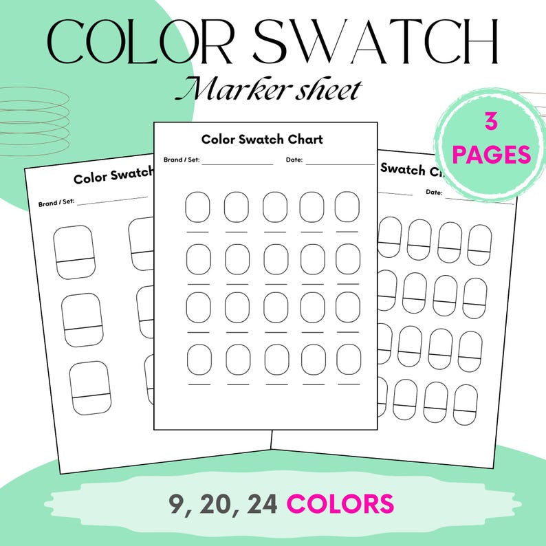 Marker Color Swatch Chart, Printable Color Test Sheet (PDF) - Etsy Canada