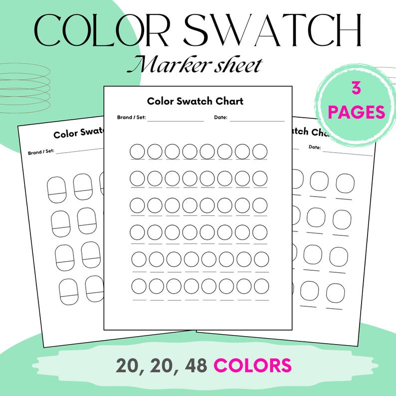 Color Swatch Chart Printable: Marker Organizer Template (PDF) - Etsy