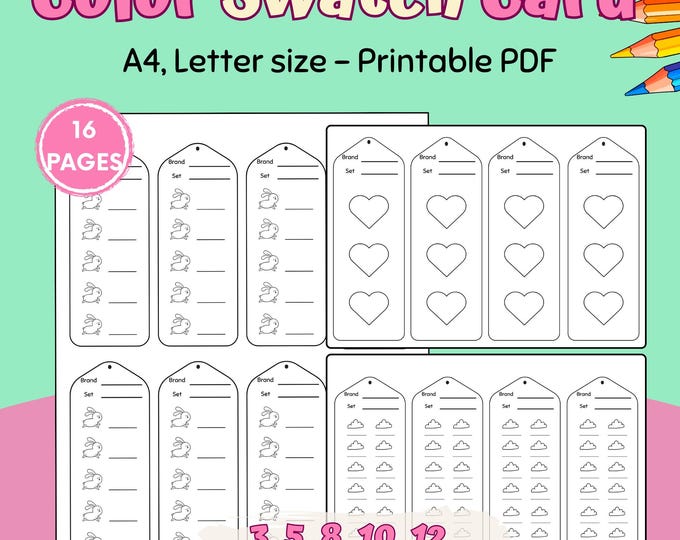 Blank Color Cards Printable Color Swatch Cards Color Swatch Template ...