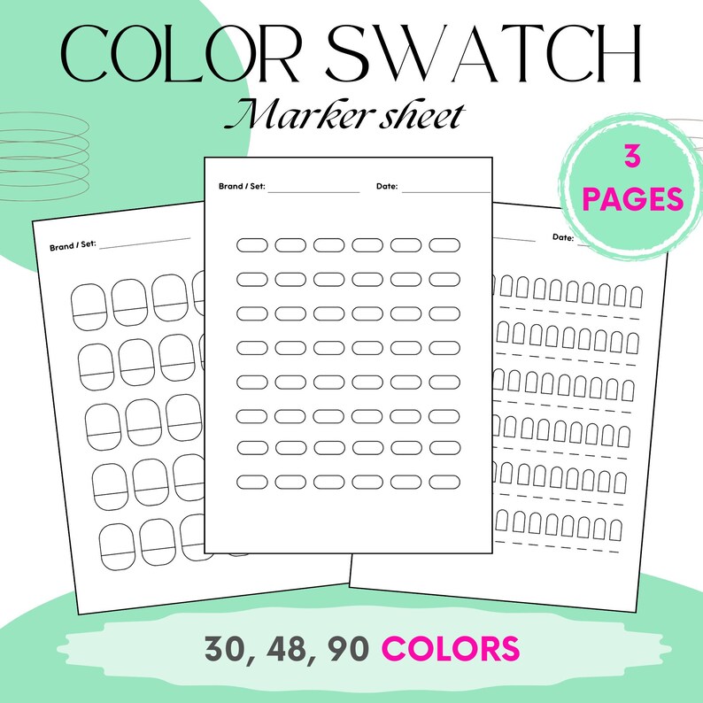 Color Swatch Chart Template: Marker Organizer (PDF) - Etsy