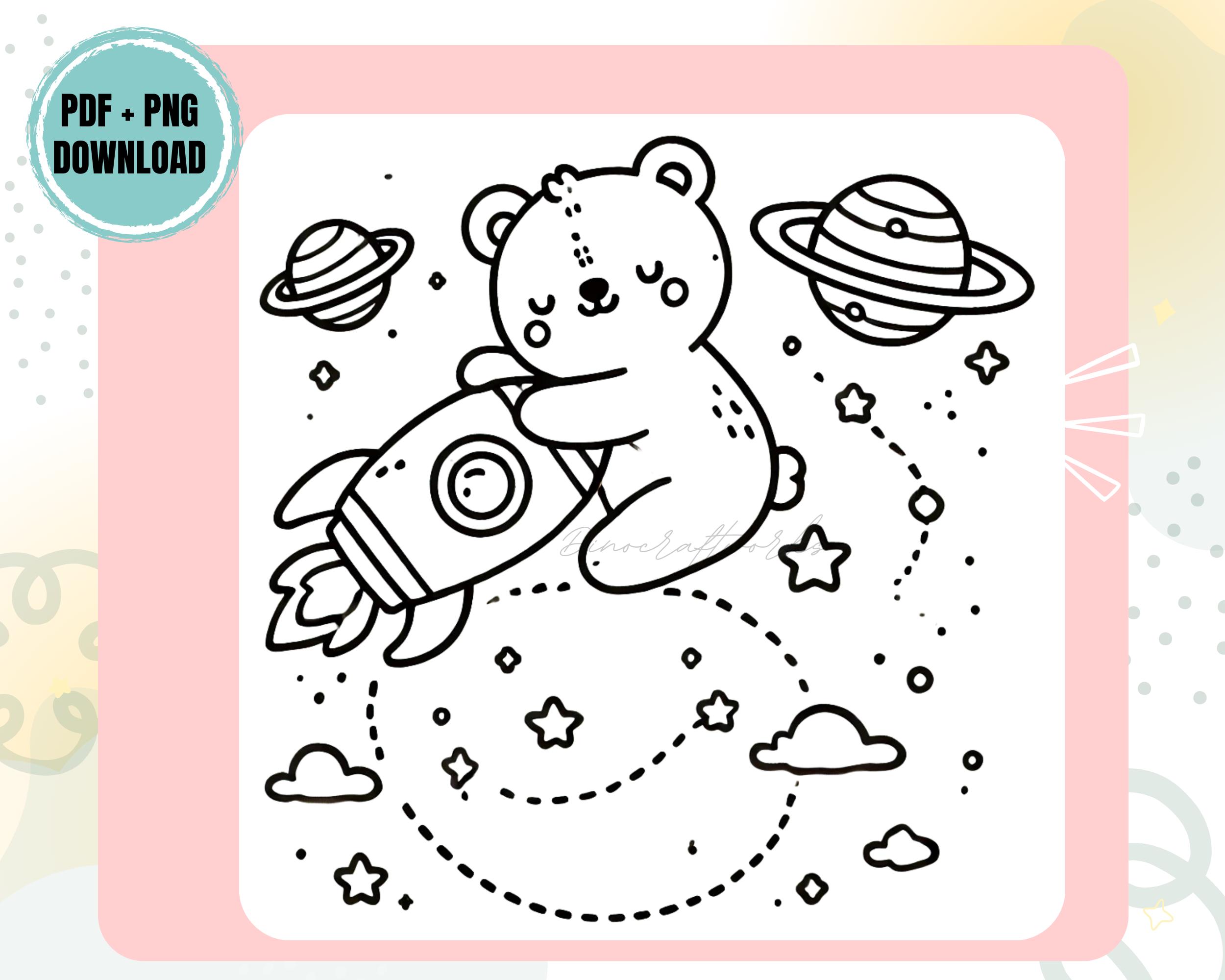 Coloring, Bear Coloring, Digital Coloring Book, Kawaii Cozy Coloring ...