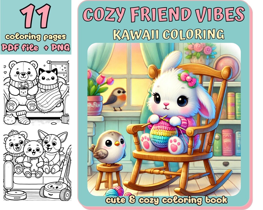 Cozy Friends, Kawaii Coloring, Coloring Kawaii, Kawaii Cozy Coloring ...